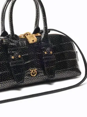 Pinko Medium Crocodile-print Leather Bag With Gold Polka Dots