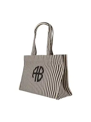 ANINE BING Lara Tote White And Black Stripe