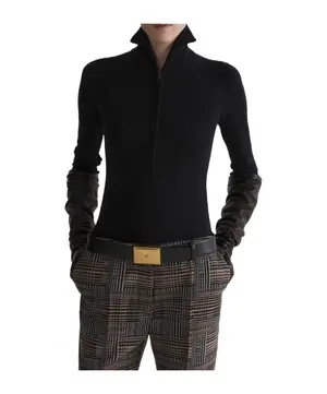 MUGLER Column Jersey Top - Black