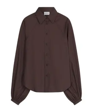 Closed Balloon Sleeve Shirt - Brown