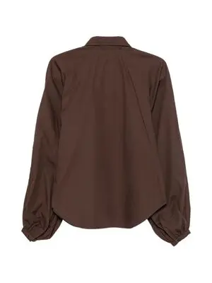 Closed Balloon Sleeve Shirt - Brown
