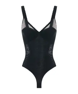 Elisabetta Franchi Bodysuit In Knit And Lace - Black