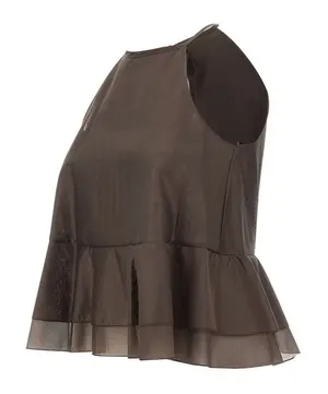 KAOS Sleeveless Ruffled V-neck Top