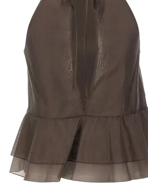 KAOS Sleeveless Ruffled V-neck Top
