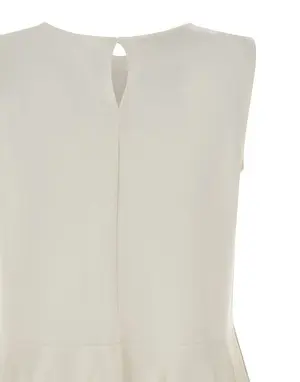 KAOS Sleeveless Asymmetrical Ruffled Hem Top - Cream