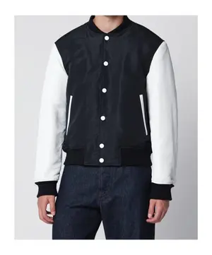 Givenchy Logo Embroidered Bomber Jacket - Navy/white