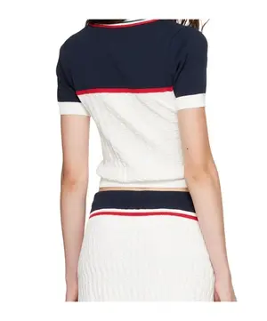 Casablanca Textured Zip Polo Top