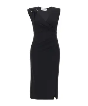 KAOS Draped Wrap Midi Dress - Black