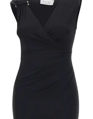 KAOS Draped Wrap Midi Dress