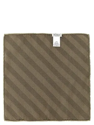 Brunello Cucinelli Chevron-pattern Silk Pocket Square - Brown