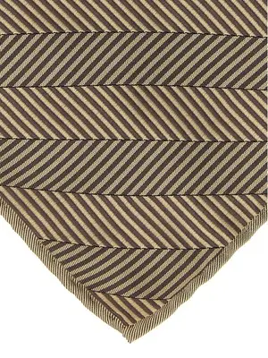 Brunello Cucinelli Chevron-pattern Silk Pocket Square - Brown