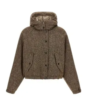 Brunello Cucinelli Cropped Hooded Down Jacket - Brown