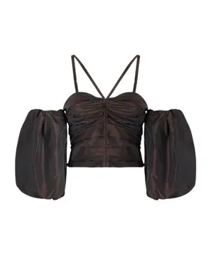 Pinko Crop Top With Puff Sleeves