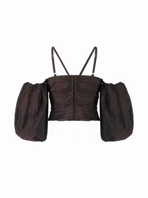 Pinko Crop Top With Puff Sleeves