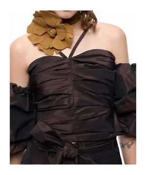 Pinko Crop Top With Puff Sleeves