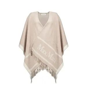 Max Mara Hilde Logo-intarsia Fringed Cape