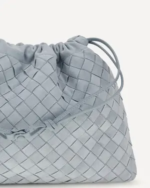 Bottega Veneta Intrecciato Drawstring Clutch - Gray