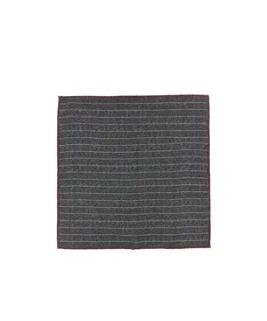 Brunello Cucinelli Pinstripe Hand-rolled Pocket Square - Black