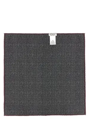 Brunello Cucinelli Pinstripe Hand-rolled Pocket Square - Black
