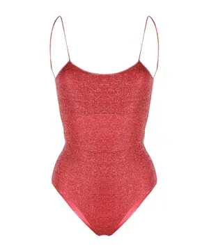 Oseree Metallic Effect One Piece Swimsuit - Red