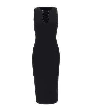 KAOS Braided Detail Knitted Midi Dress - Black