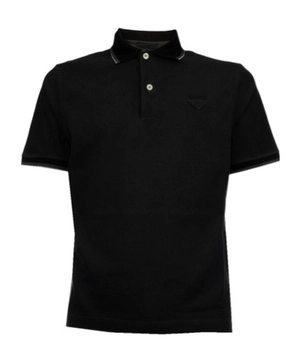 Prada Logo-patch Short-sleeve Polo Shirt - Black