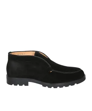 Santoni Round Toe Slip-on Loafers - Black
