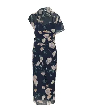 Erdem Floral Sheer Wrap Midi Dress - Black