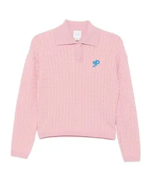 PATOU Jp Cable-knit Polo Sweater - Pink