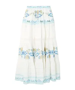 Camilla Floral Tiered Maxi Skirt - White