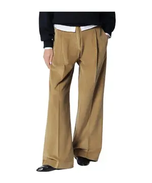 RÓHE Corduroy Wide Leg Trousers With Belt Loops - Beige