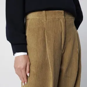 RÓHE Corduroy Wide Leg Trousers With Belt Loops - Beige
