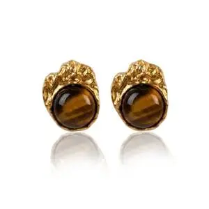 VIEA Brown / Gold Tazi Molten Earrings - Brown/gold