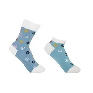 PEPER HAROW - MADE IN ENGLAND Peace Luxury Crew & Trainer Women’s Socks Bundle - Blue