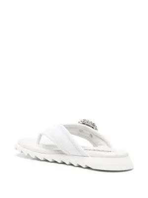 ROGER VIVIER Slidy Flip Leather Thong Sandals With Embellished Buckle