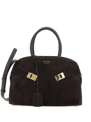 FERRAGAMO Hug Small Leather Handbag - Brown