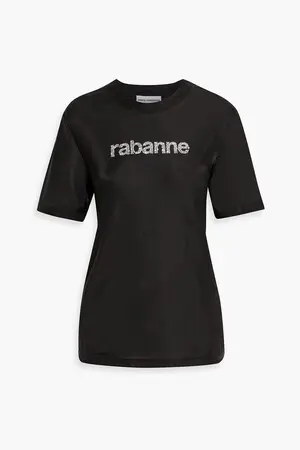 Rabanne Crystalembellished Satin Tshirt - Black