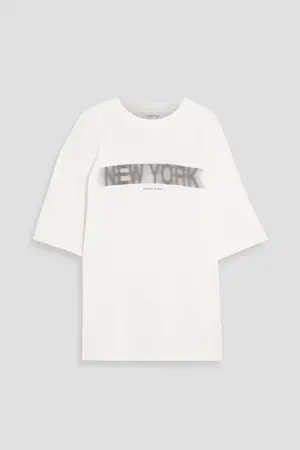 ANINE BING Cason Printed Cottonjersey Tshirt - Ivory