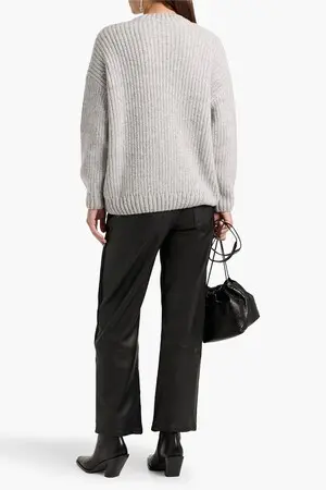 ANINE BING Sydney Appliquéd Ribbedknit Sweater