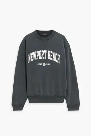 ANINE BING Anine Bing Ramona Printed French Cotton-Terry Sweatshirt - Dark Gray