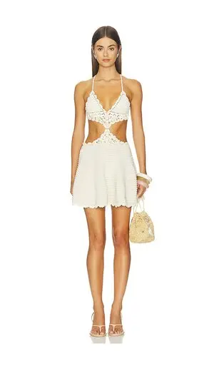Retrofete Aisola Crochet Dress In Neutral - Bone