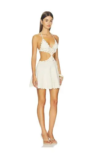 Retrofete Aisola Crochet Dress In Neutral