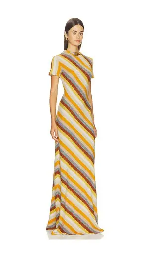 Silvia Tcherassi Maxi Dress With Diagonal Stripes - Multi Color Stripes
