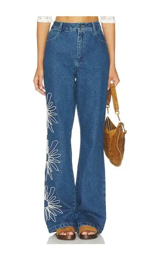 THE WOLF GANG Amana Denim Flare Jean In Blue
