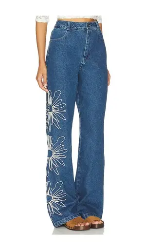 THE WOLF GANG Amana Denim Flare Jean In Blue