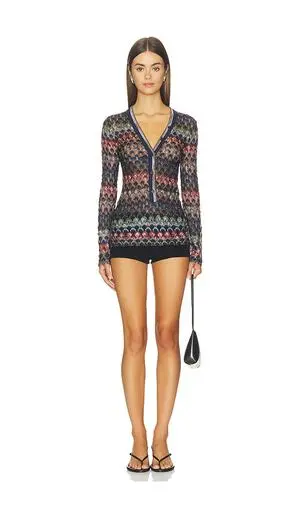 Missoni V-neck Cardigan In Metallic Knit