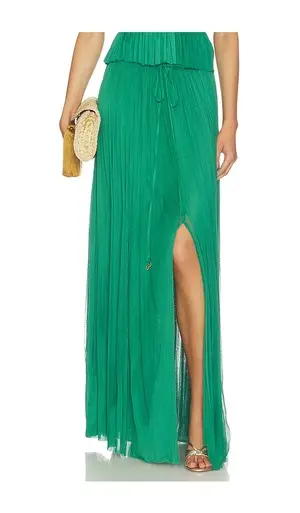 Hanne Bloch Silk Tulle Maxi Skirt - Green