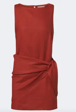 Faithfull The Brand Souline Belted Linen Minidress - Red