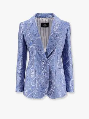 Etro Silk Blend Single-breasted Blazer With Paisley Print - Multicolor