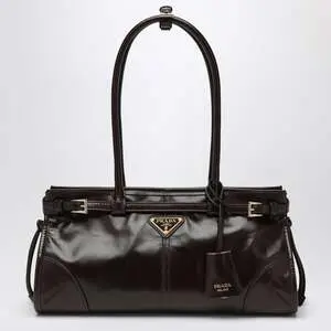 Prada Bonnie Medium Handbag In Dark Calf Leather